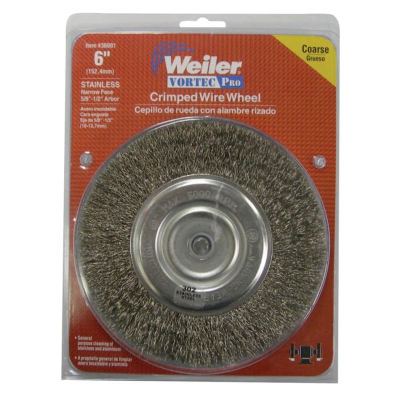 Crimped Wire Wheel 6" D .014 Stainless Steel 6000 RPM Retail Pk | GT ...