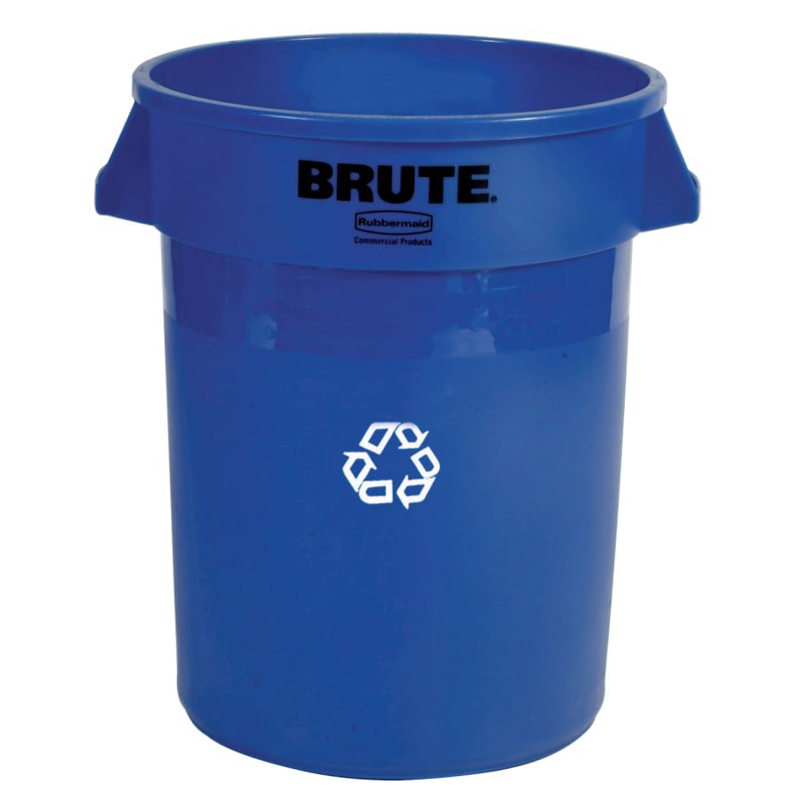BRUTEÂ® Round Recycling Container without Lid 32 gal Polyethylene Blue ...