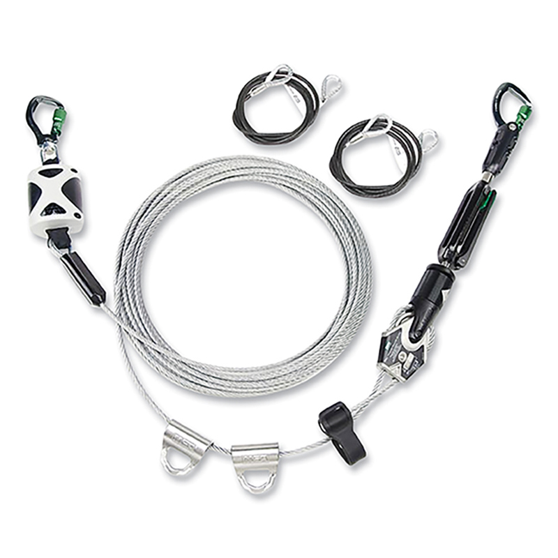 Temporary Horizontal Lifeline System Cable 60 ft L 2 Man With Anchorage ...